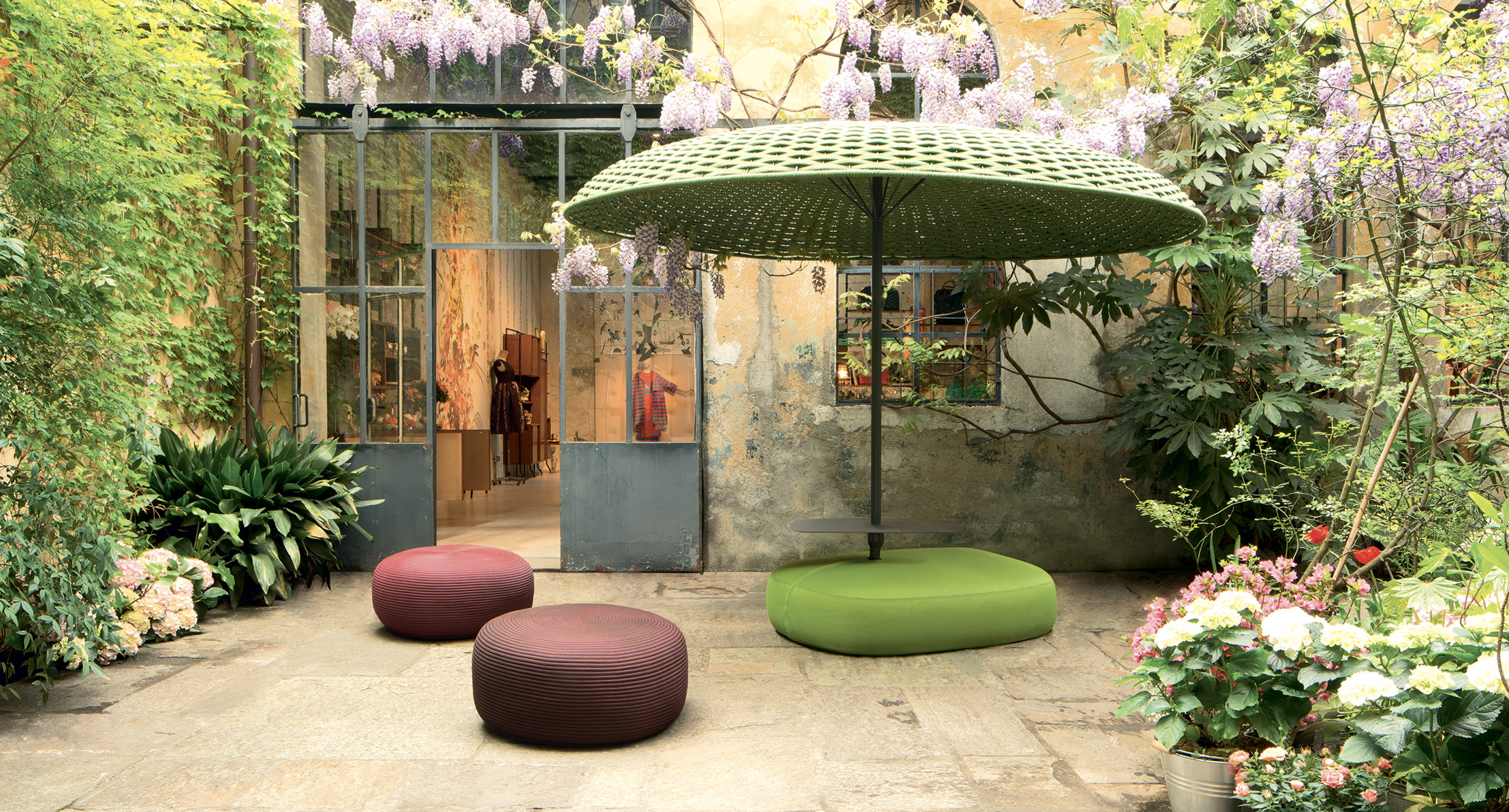 Mogambo parasol, hand-made with cord - Paola Lenti - Outdoor